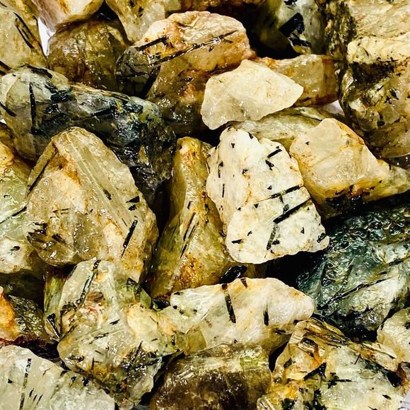 Accents | Black Tourmaline Rutilated Quartz Raw Natural Rough Crystal ...